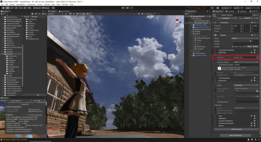 ブログの女の子を作る #75 夜をポイントライトで明るくする【UnityのHDRPライティング6】 | 作ってVRで動かすブログ